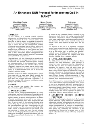 An Enhanced DSR Protocol for Improving QoS in MANET | PDF