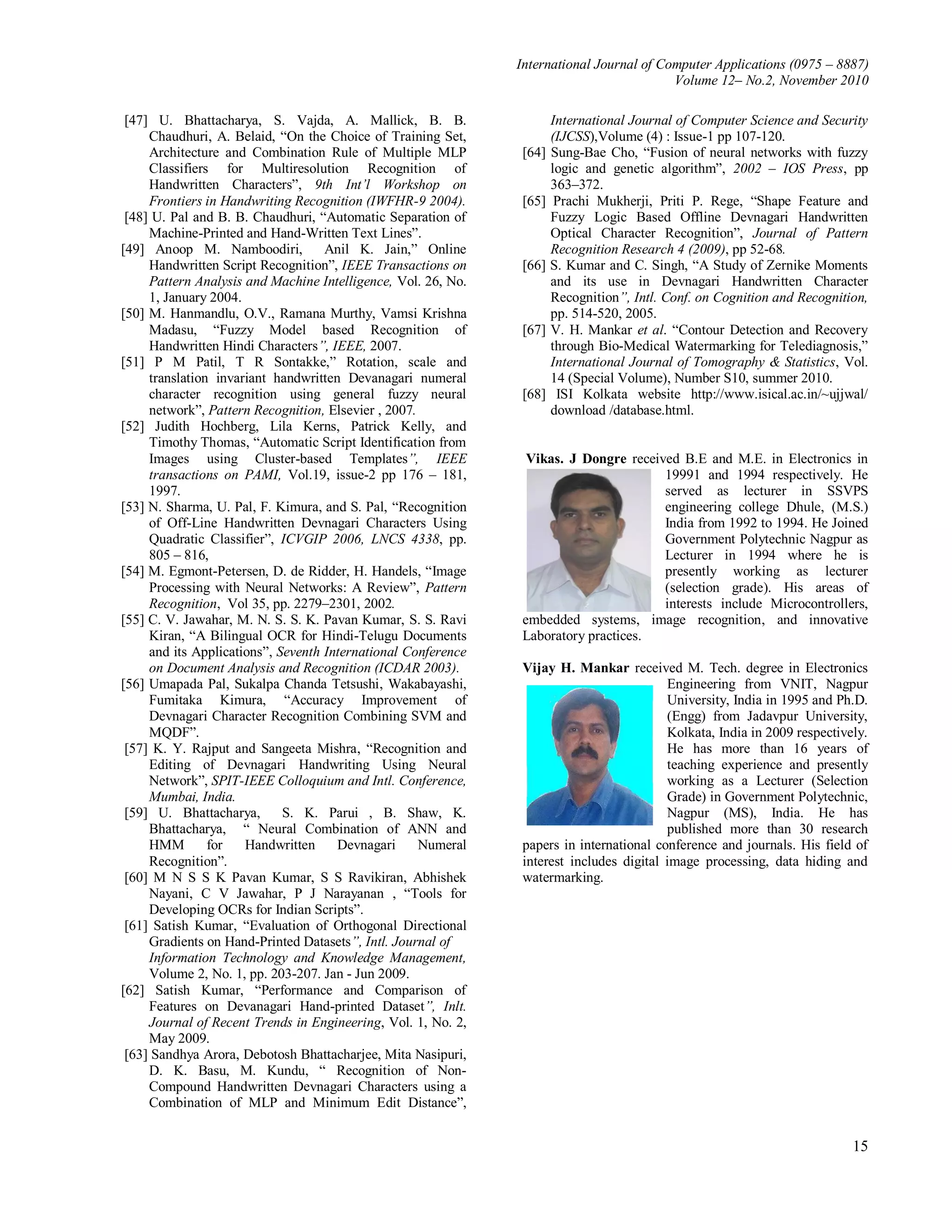 Review of research on devnagari character recognition | PDF