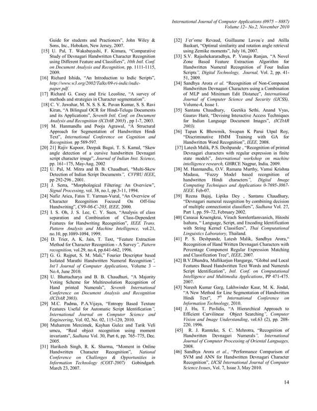 Review of research on devnagari character recognition | PDF