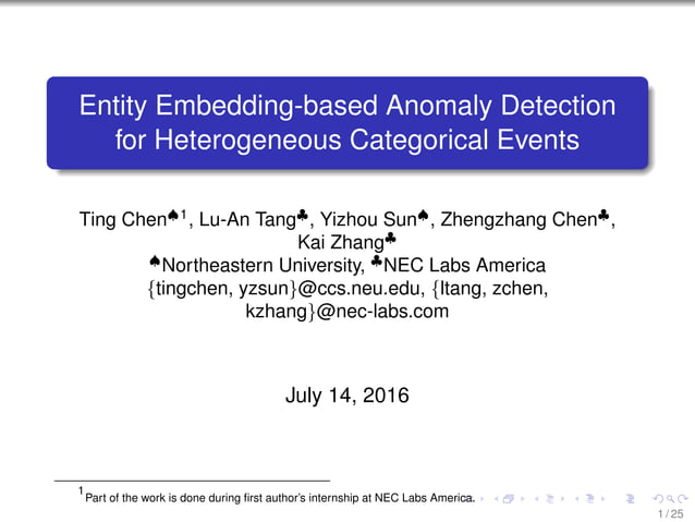 Entity Embedding Based Anomaly Detection For Heterogeneous Categorical