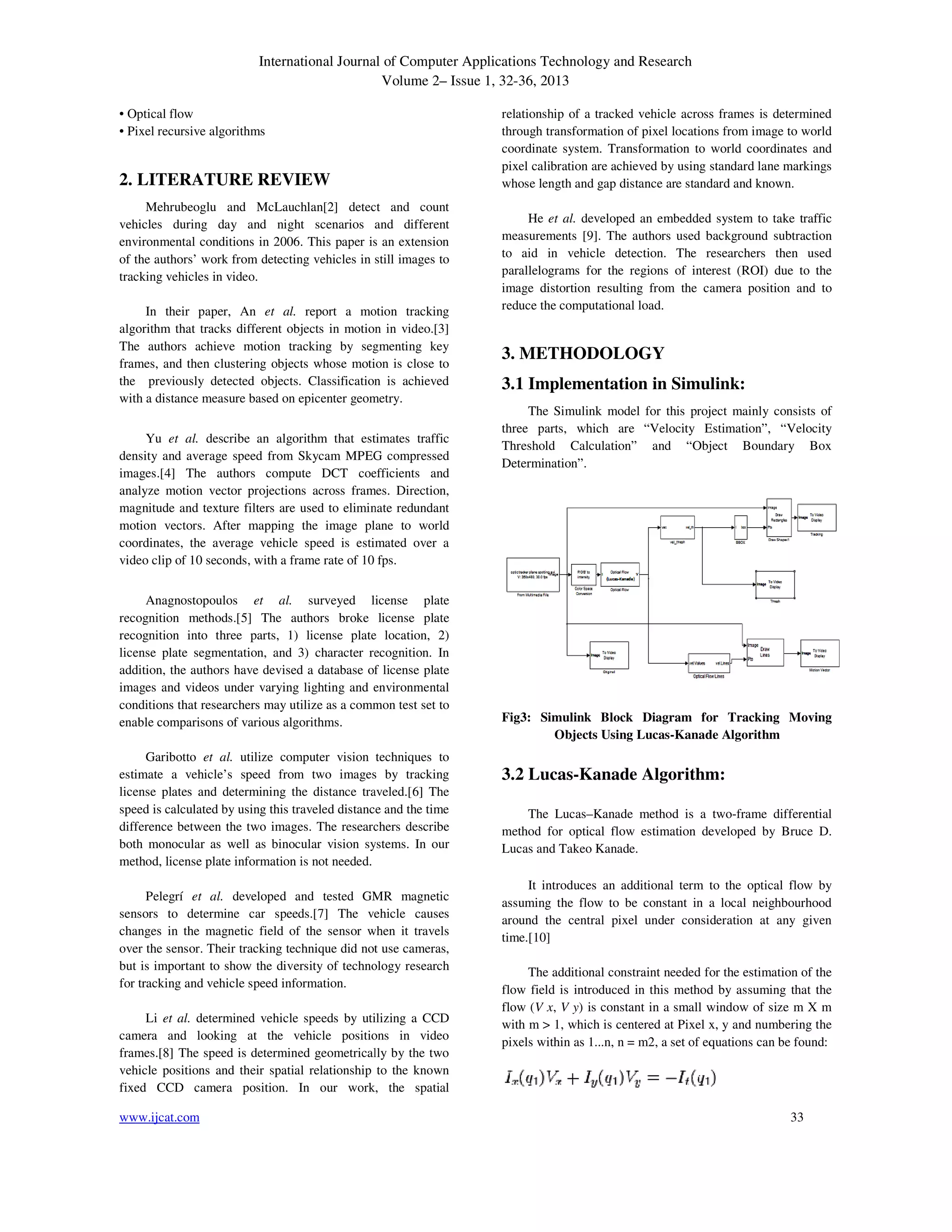 Speed Determination of Moving Vehicles using Lucas- Kanade Algorithm | PDF