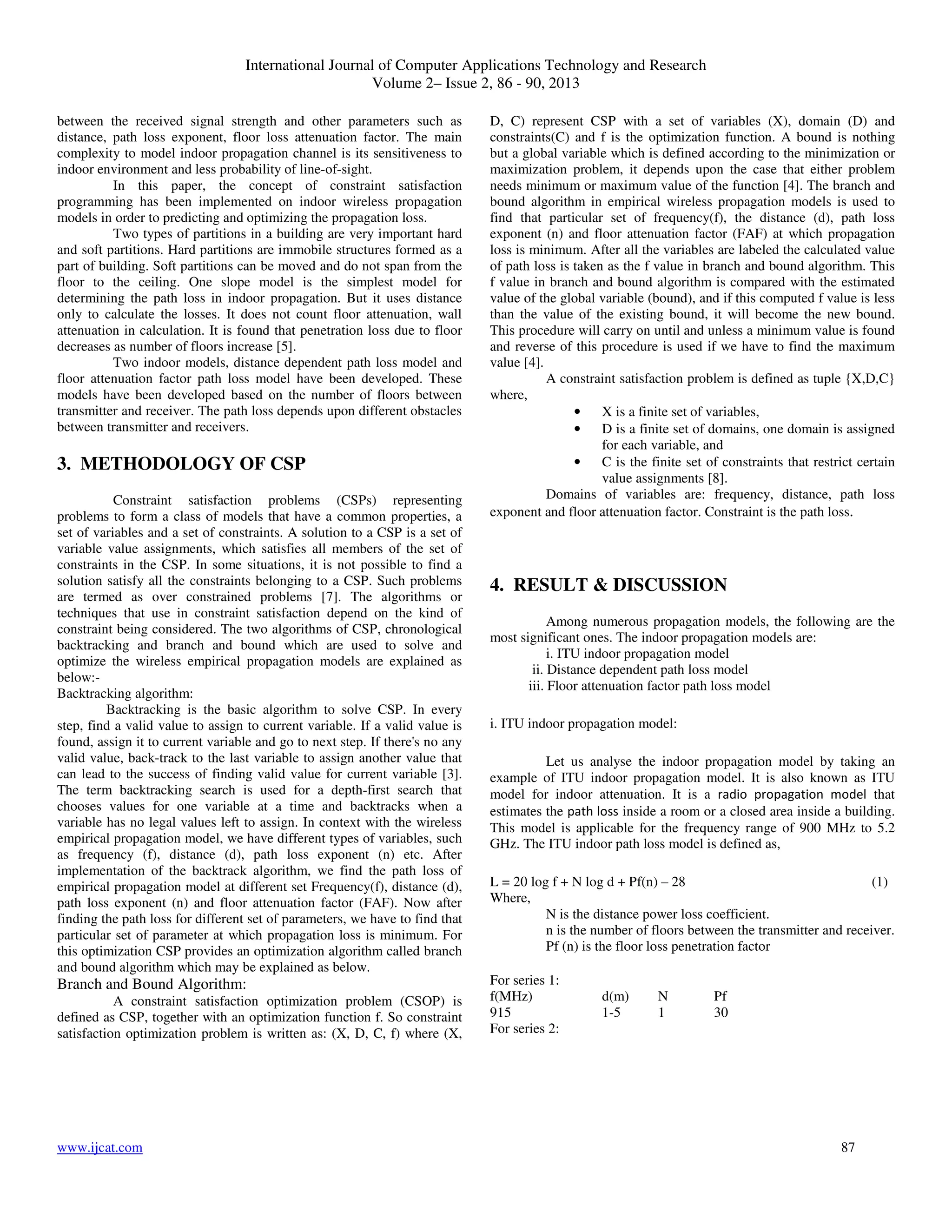 Evolving Csp Algorithm In Predicting The Path Loss Of Indoor Propagation Models Pdf