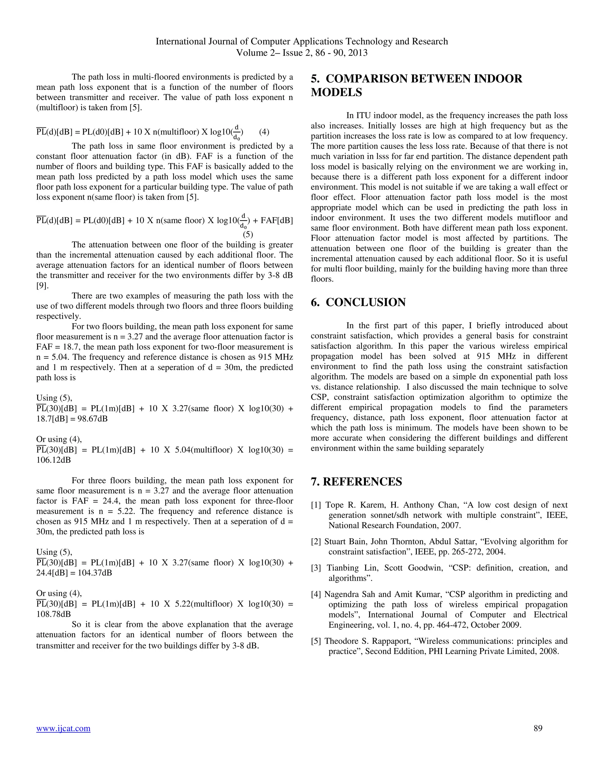 Evolving CSP Algorithm in Predicting the Path Loss of Indoor Propagation Models | PDF