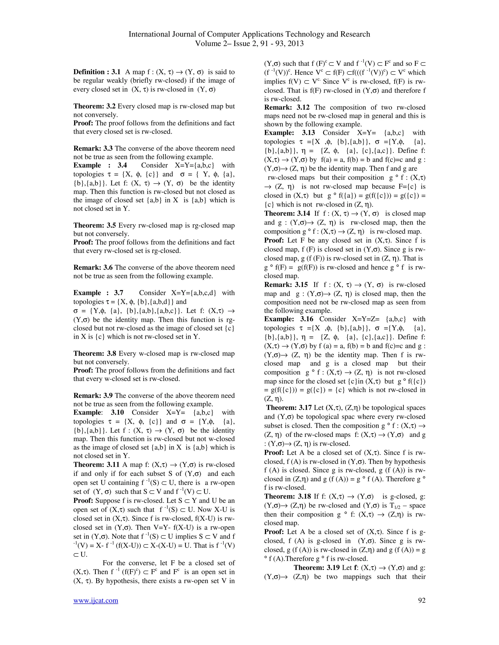 RW-CLOSED MAPS AND RW-OPEN MAPS IN TOPOLOGICAL SPACES | PDF