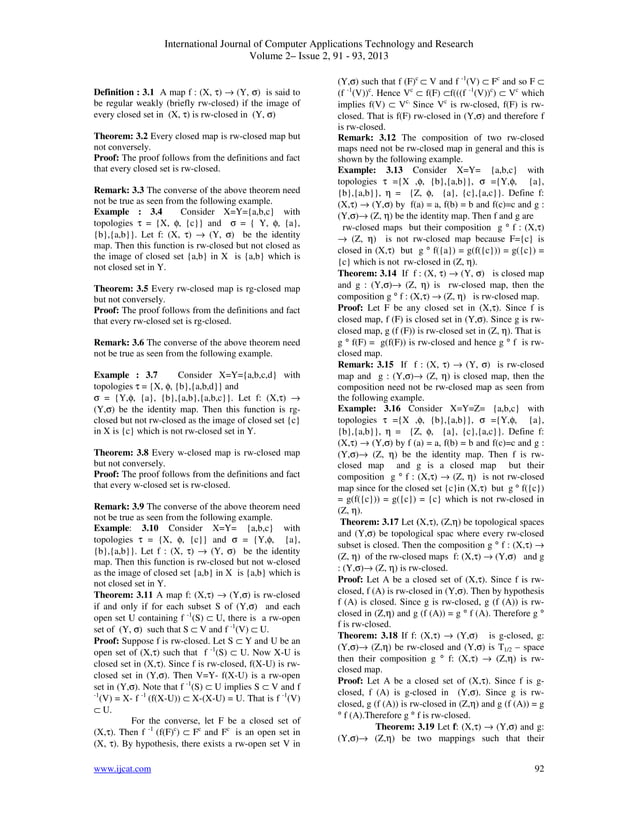 RW-CLOSED MAPS AND RW-OPEN MAPS IN TOPOLOGICAL SPACES | PDF