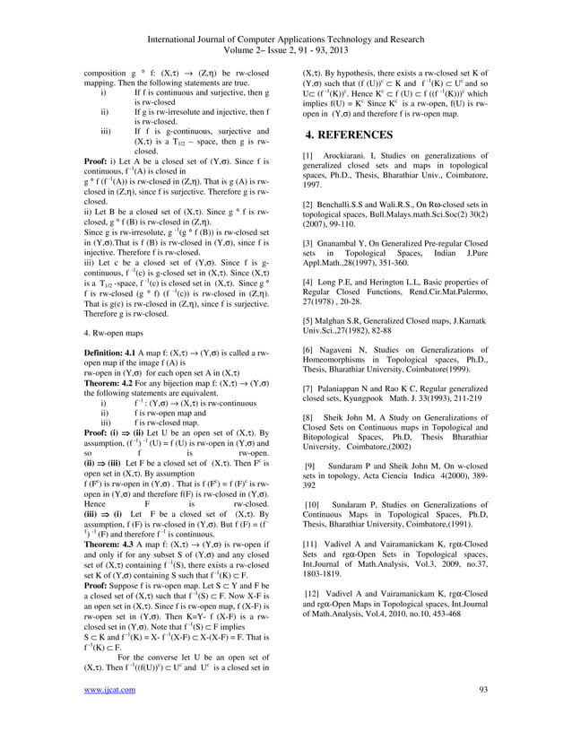 RW-CLOSED MAPS AND RW-OPEN MAPS IN TOPOLOGICAL SPACES | PDF
