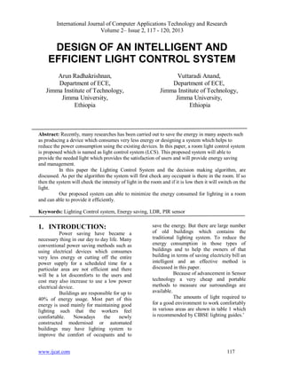 DESIGN OF AN INTELLIGENT AND EFFICIENT LIGHT CONTROL SYSTEM | PDF