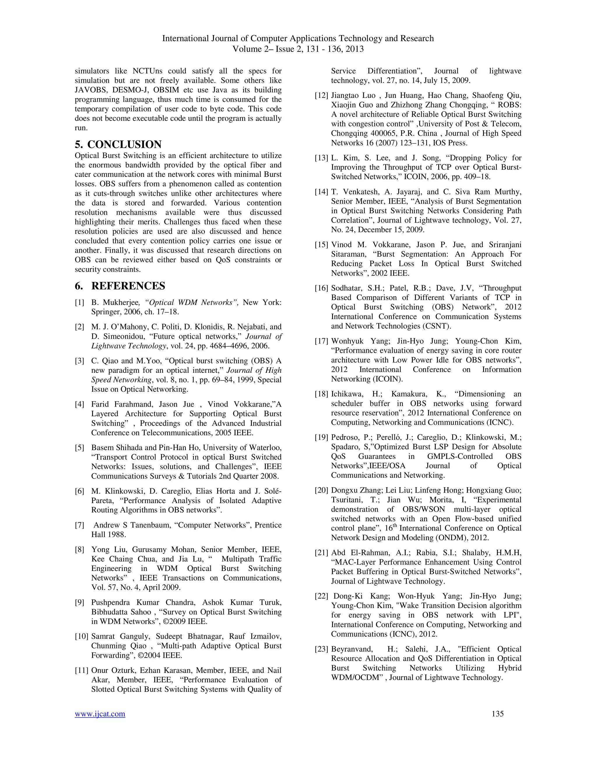 Challenges, Issues and Research directions in Optical Burst Switching | PDF | Computer ...