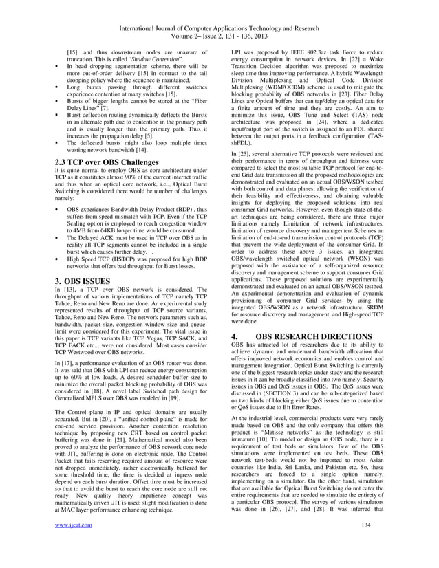 Challenges, Issues and Research directions in Optical Burst Switching | PDF | Computer ...
