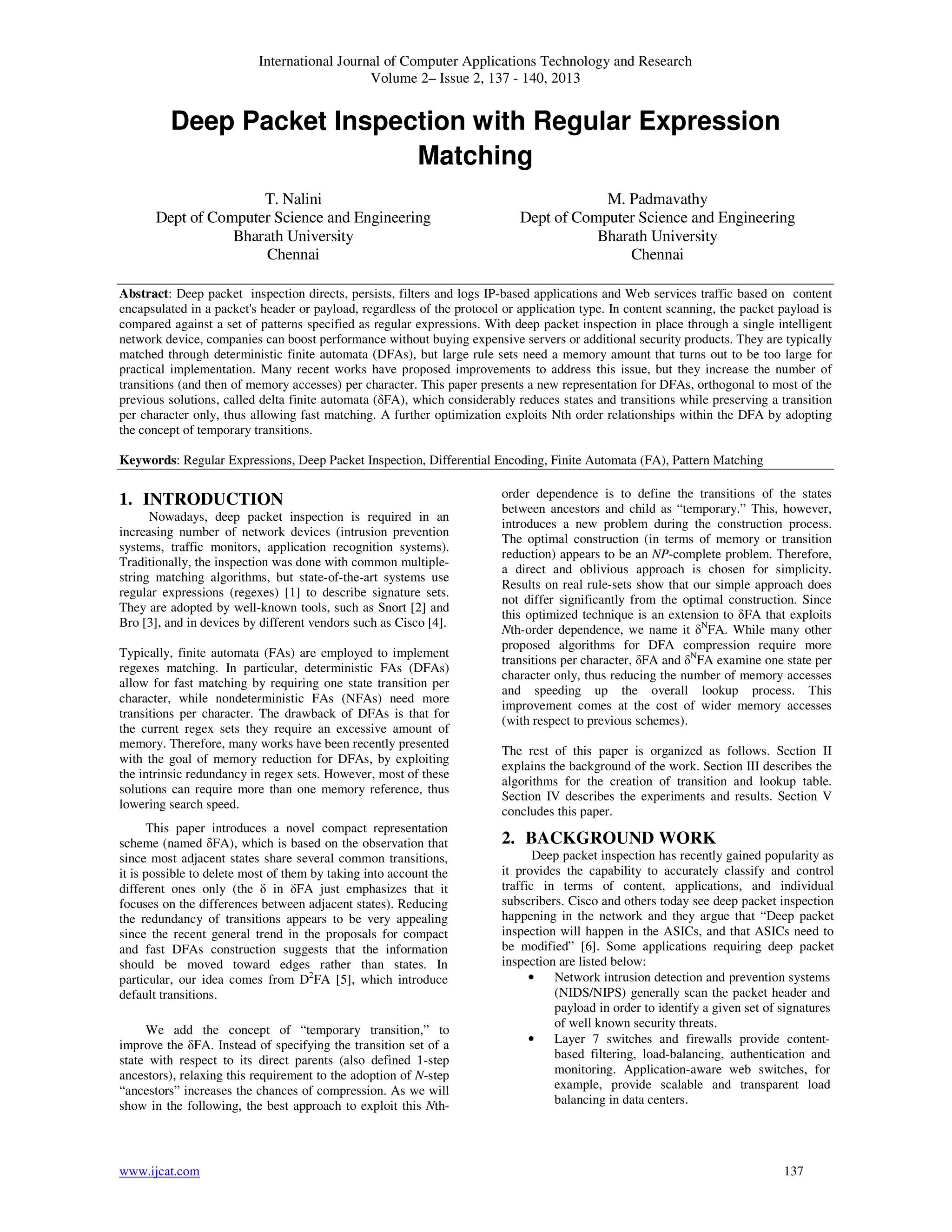Deep Packet Inspection with Regular Expression Matching | PDF | Computer Networking | Computing