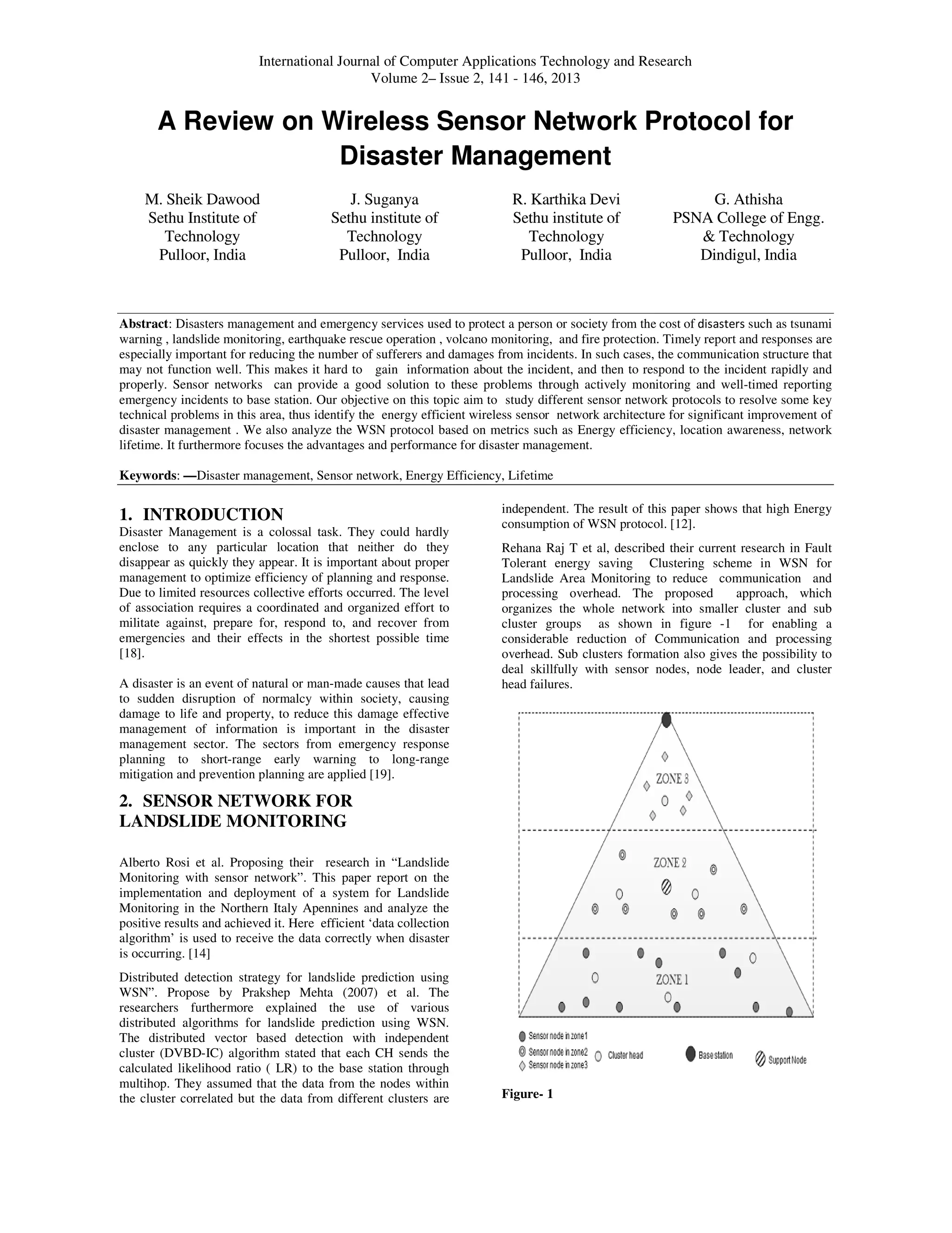 A Review on Wireless Sensor Network Protocol for Disaster Management | PDF | Internet of Things ...