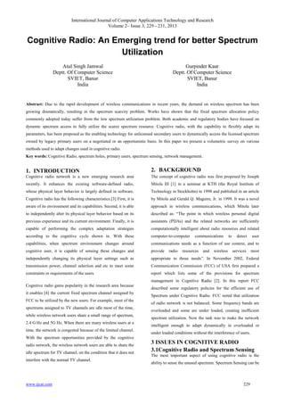 Cognitive Radio: An Emerging trend for better Spectrum Utilization | PDF