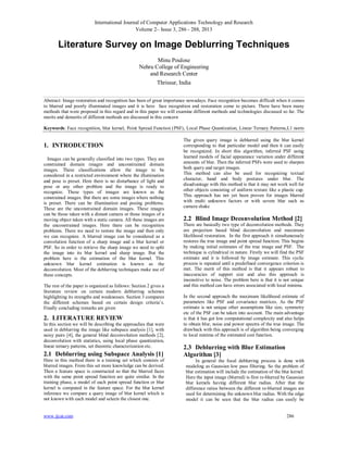 Literature Survey on Image Deblurring Techniques | PDF