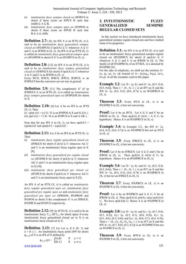 Generalized Semipre Regular Closed Sets in Intuitionistic Fuzzy Topological Spaces | PDF