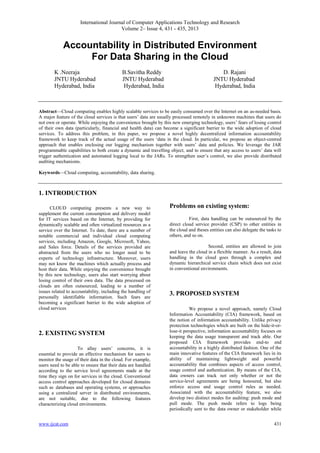 Accountability in Distributed Environment For Data Sharing in the Cloud | PDF