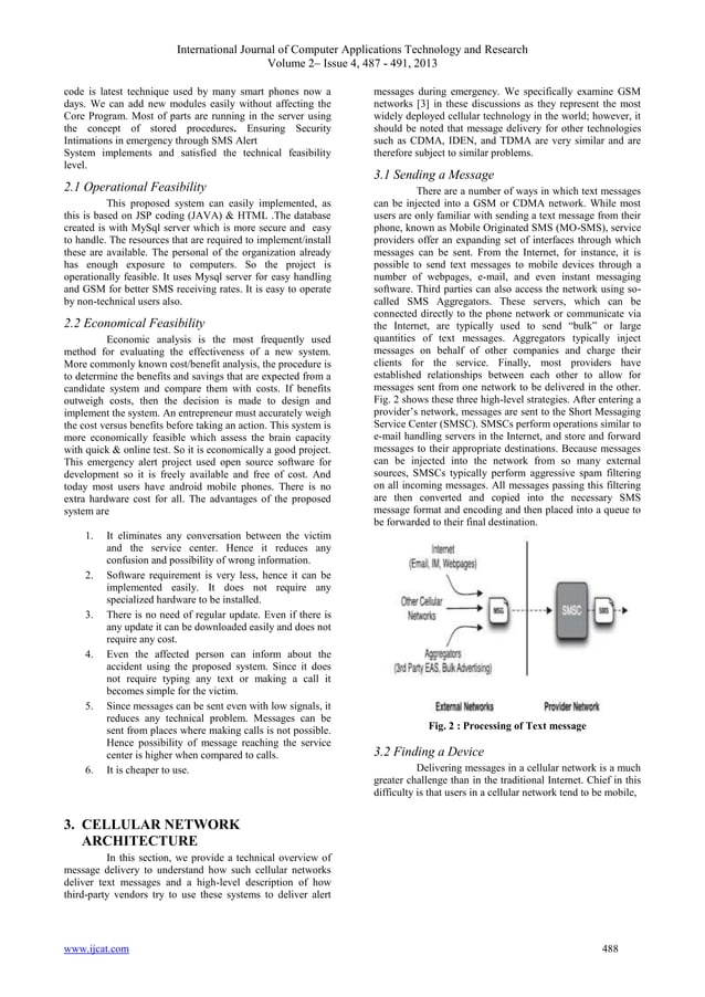 Ensuring Security in Emergency through SMS Alert System | PPT