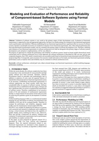 Modeling and Evaluation of Performance and Reliability of Component-based Software Systems using ...