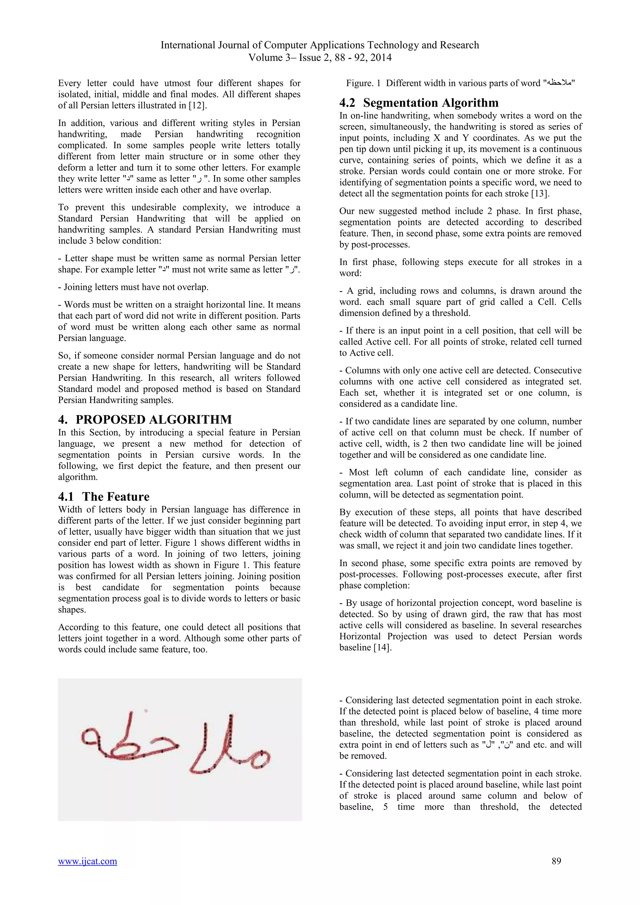 A New Approach to Segmentation of On-Line Persian Cursive Words | PDF