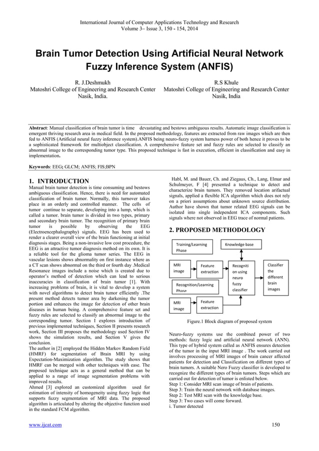 Brain Tumor Detection Using Artificial Neural Network Fuzzy Inference System (ANFIS) | PDF