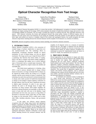 Optical Character Recognition from Text Image | PDF