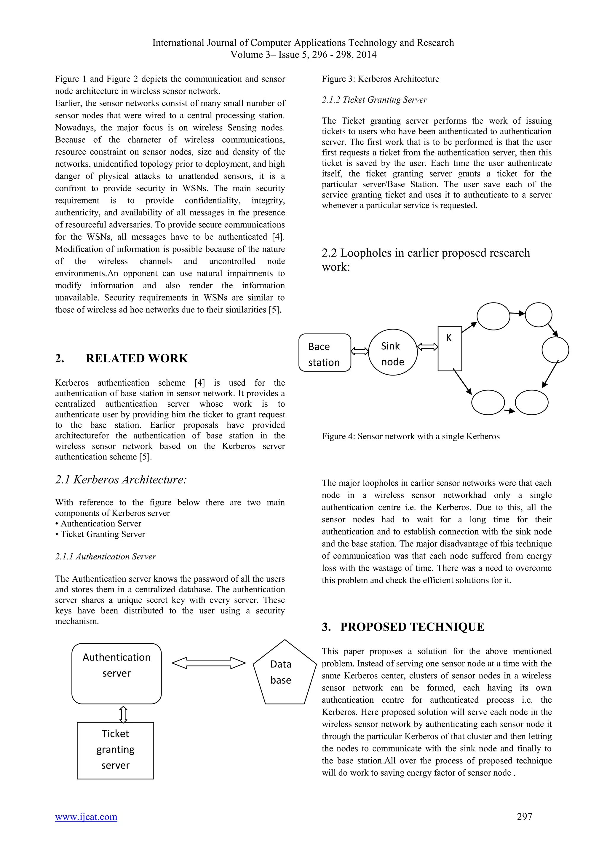 Energy saving Wireless Sensor Networks using Kerberos | PDF