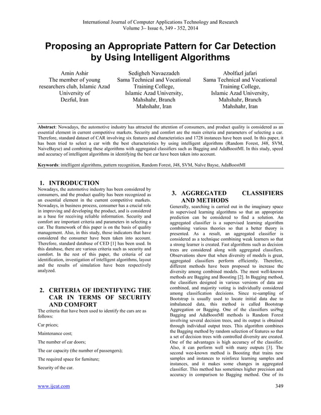 Proposing an Appropriate Pattern for Car Detection by Using Intelligent Algorithms | PDF