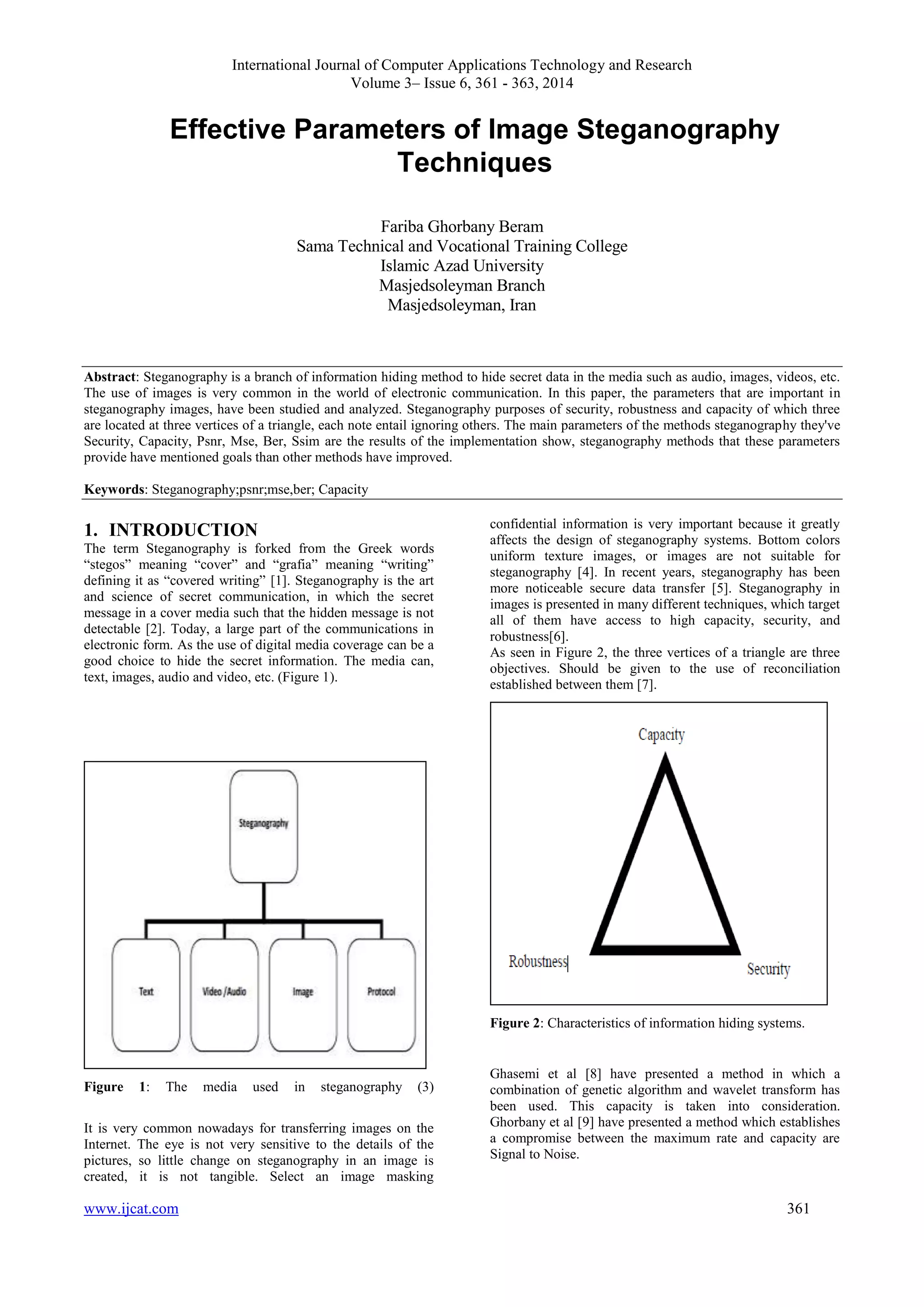 Effective Parameters of Image Steganography Techniques | PDF