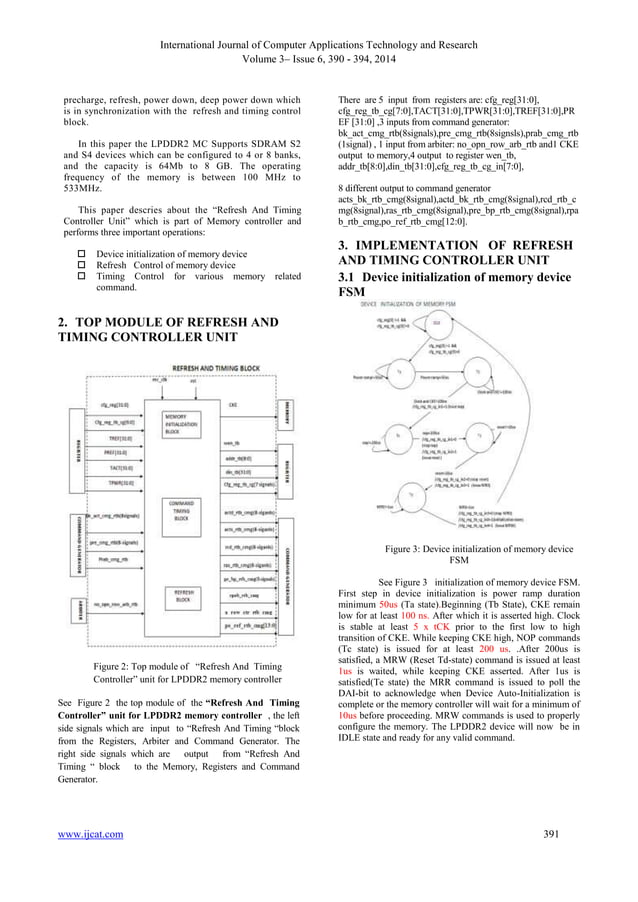 Design and Implementation of Refresh and Timing Controller Unit for LPDDR2 Memory Controller | PDF