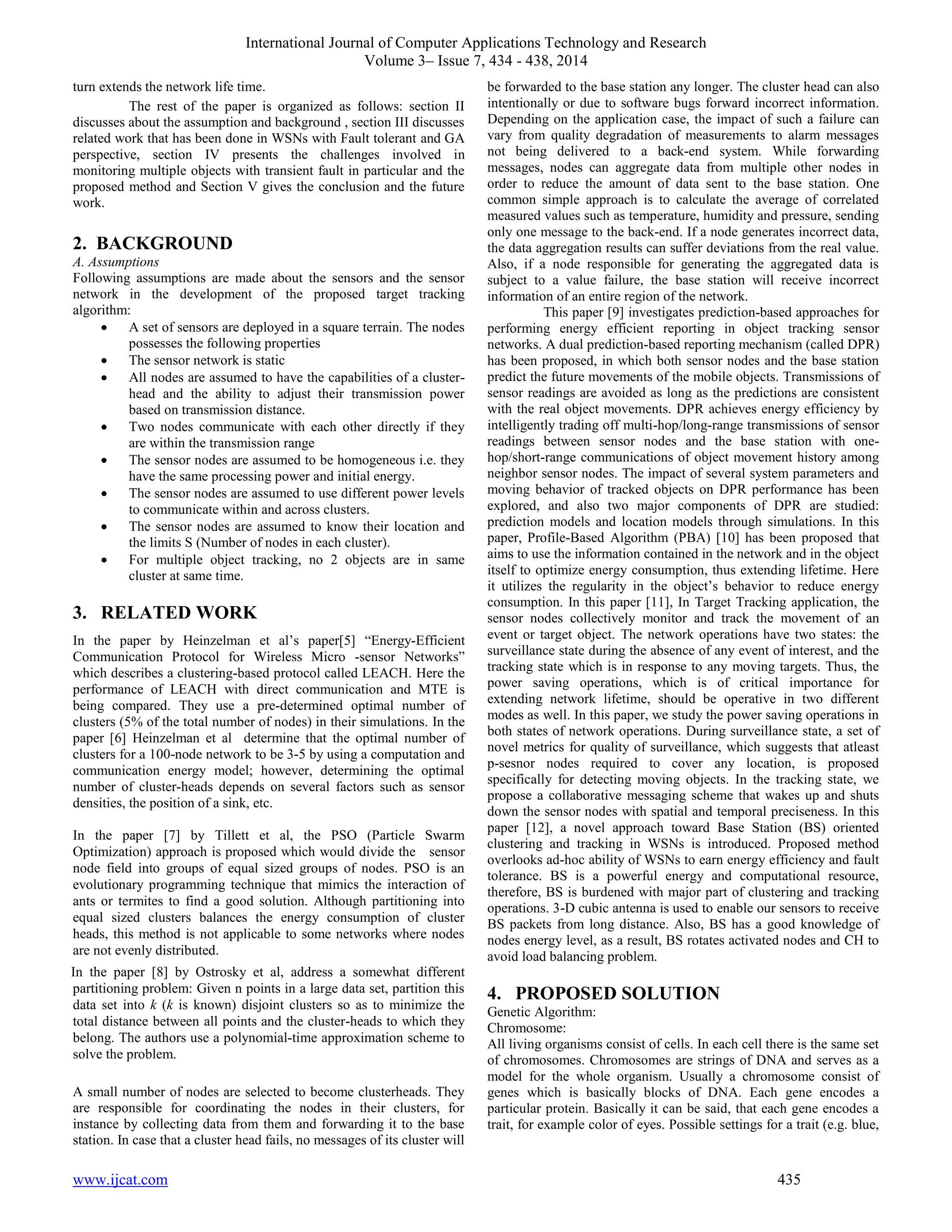 A Fault tolerant system based on Genetic Algorithm for Target Tracking in Wireless Sensor ...