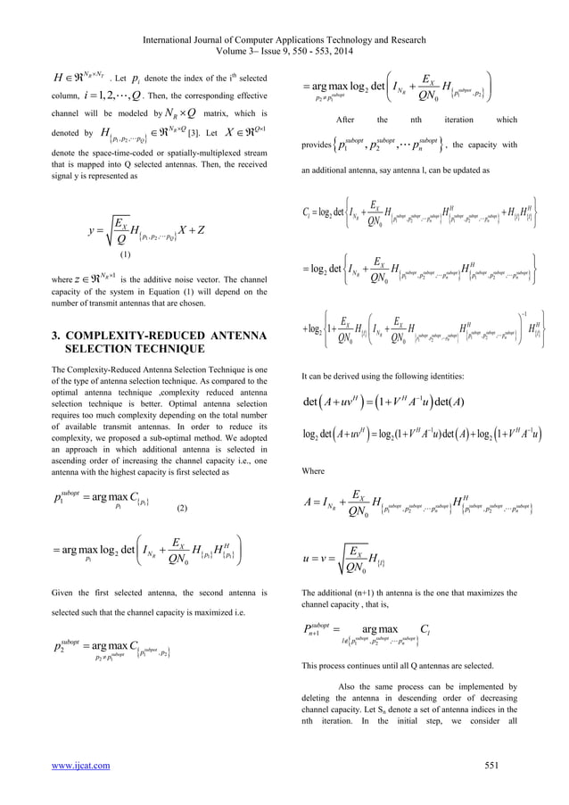 Mathematical Approach to Complexity-Reduced Antenna Selection Technique for Achieving High ...