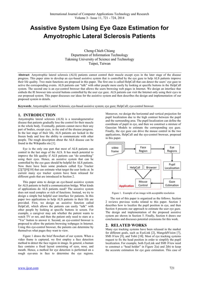 Assistive System Using Eye Gaze Estimation for Amyotrophic Lateral Sclerosis Patients | PDF