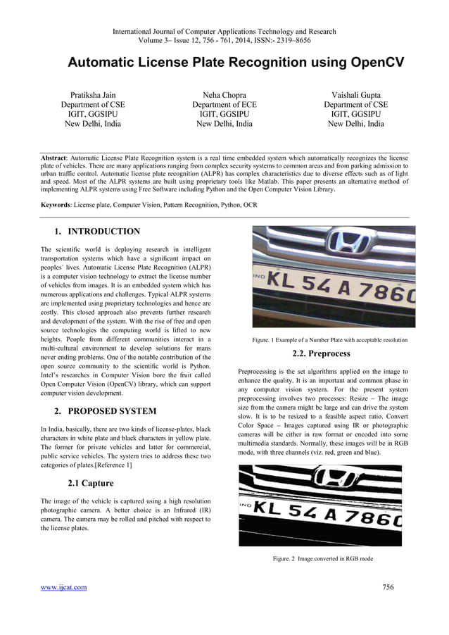 Automatic License Plate Recognition using OpenCV | PDF