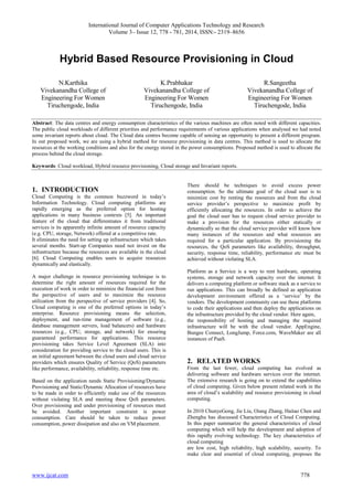 Hybrid Based Resource Provisioning in Cloud | PDF