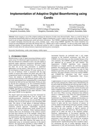 Implementation of Adaptive Digital Beamforming using Cordic | PDF