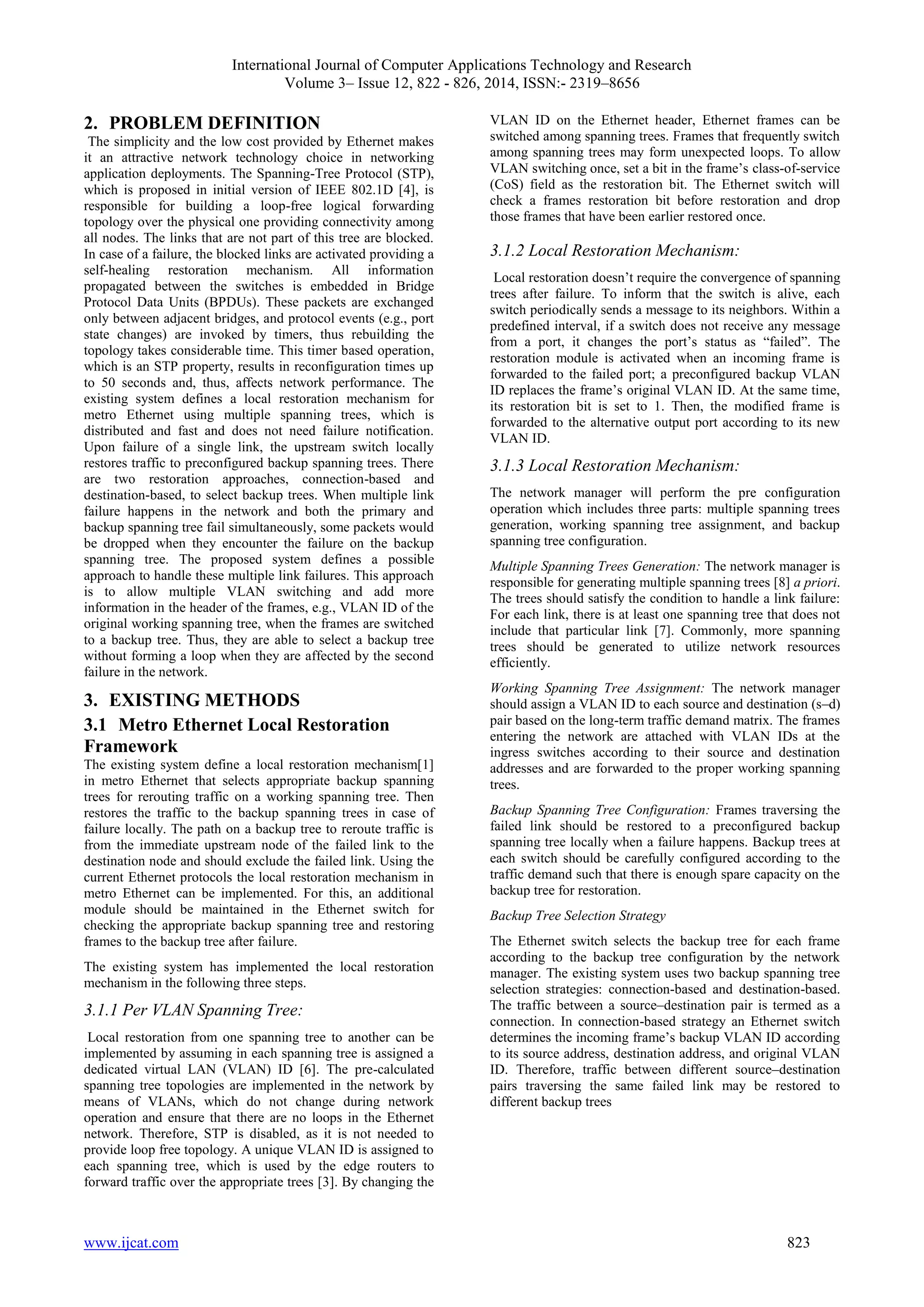 Local Restoration in Metro Ethernet Networks for Multiple Link Failures | PDF