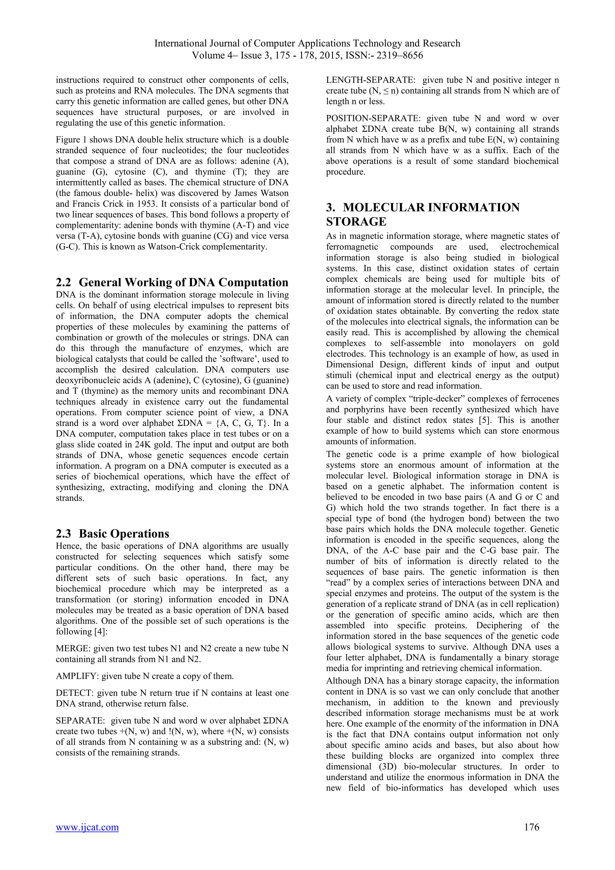 A Study on DNA based Computation and Memory Devices | PDF