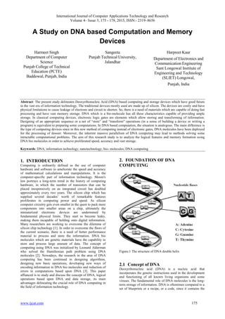 A Study on DNA based Computation and Memory Devices | PDF