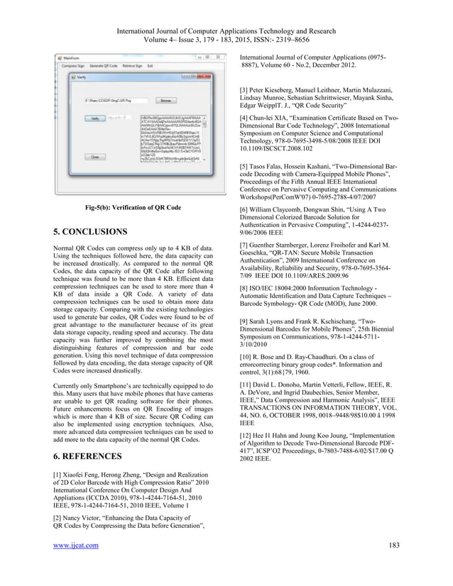 Implementation of 2D Optimal Barcode (QR Code) for Images | PDF