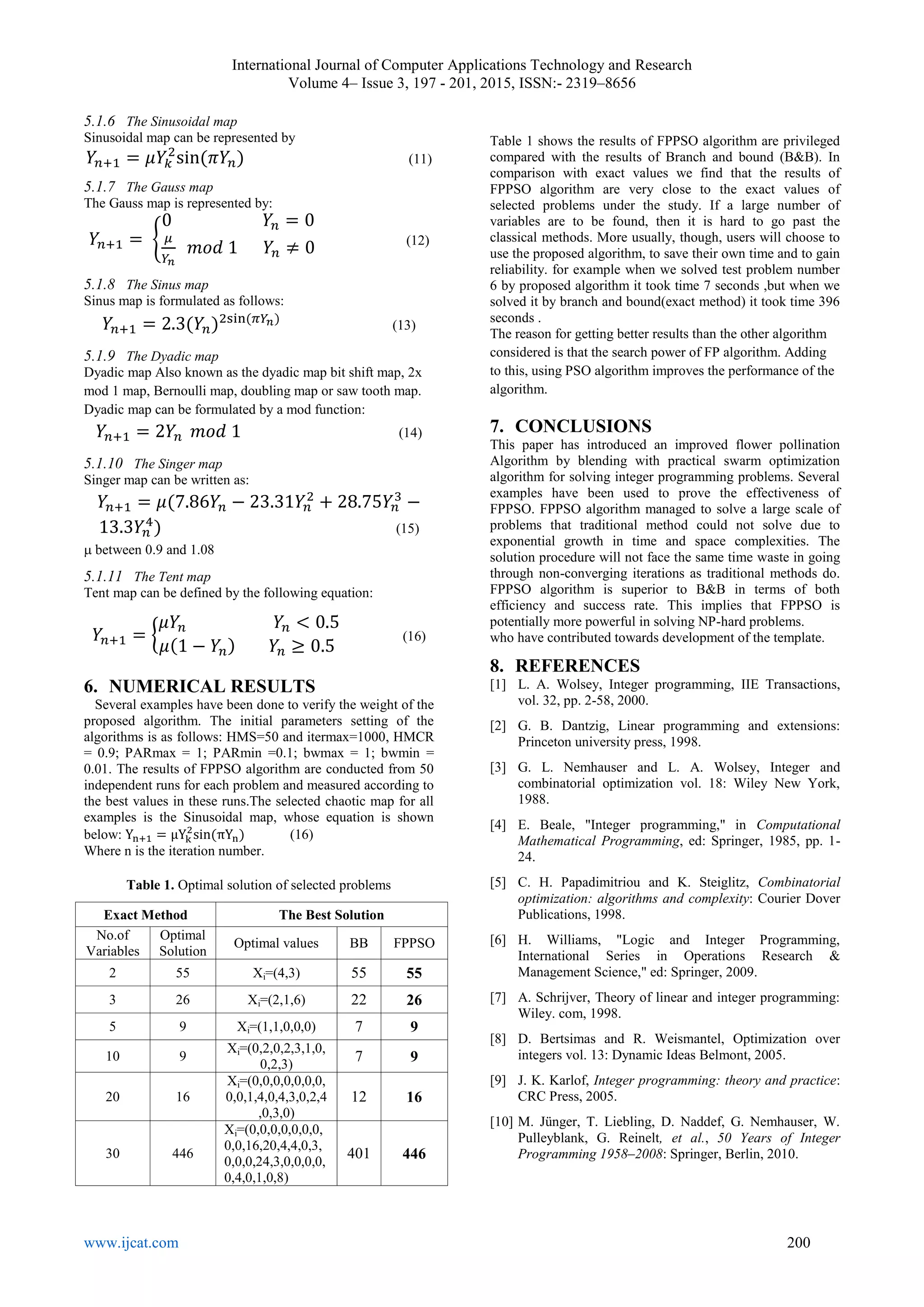 A Comparison between FPPSO and B&B Algorithm for Solving Integer Programming Problems | PDF