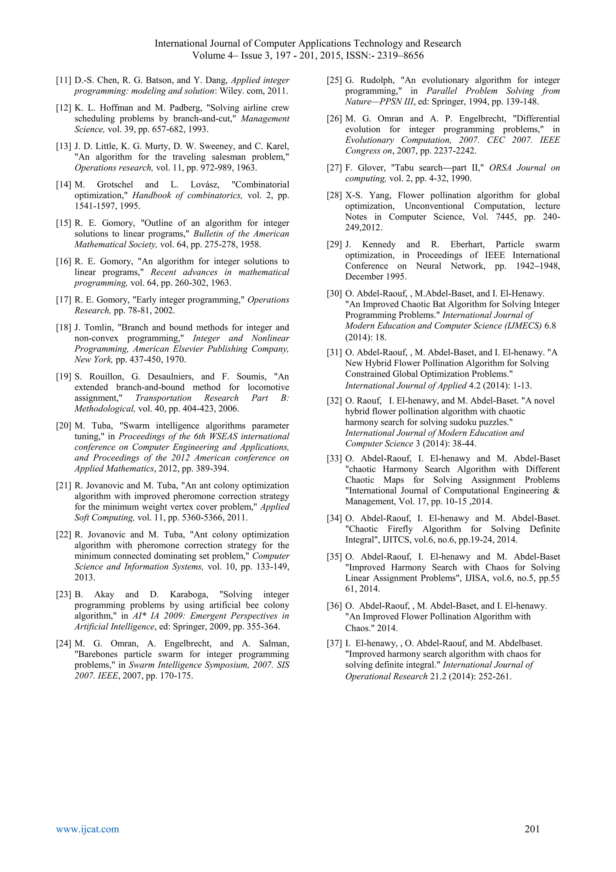 A Comparison between FPPSO and B&B Algorithm for Solving Integer Programming Problems | PDF