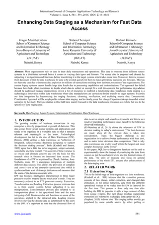 Enhancing Data Staging as a Mechanism for Fast Data Access | PDF