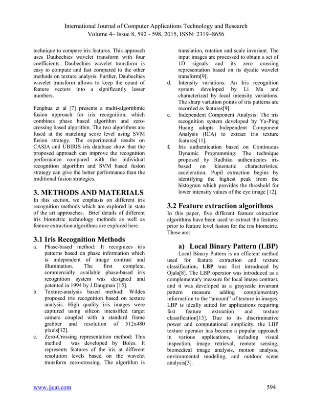 Evaluation of Iris Recognition System on Multiple Feature Extraction Algorithms and its ...