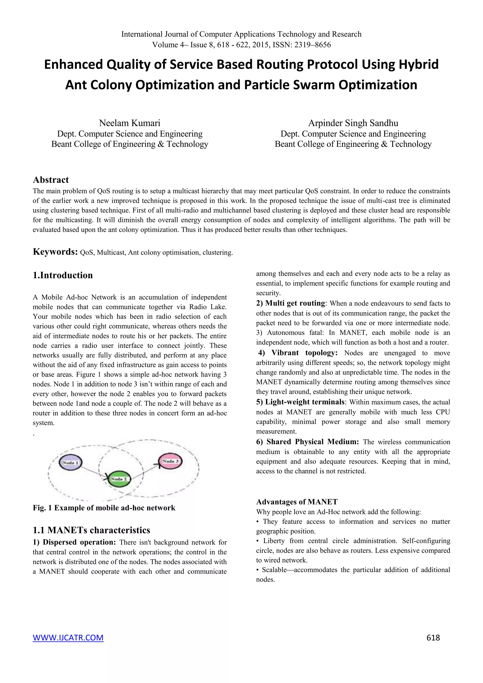 Enhanced Quality Of Service Based Routing Protocol Using Hybrid Ant
