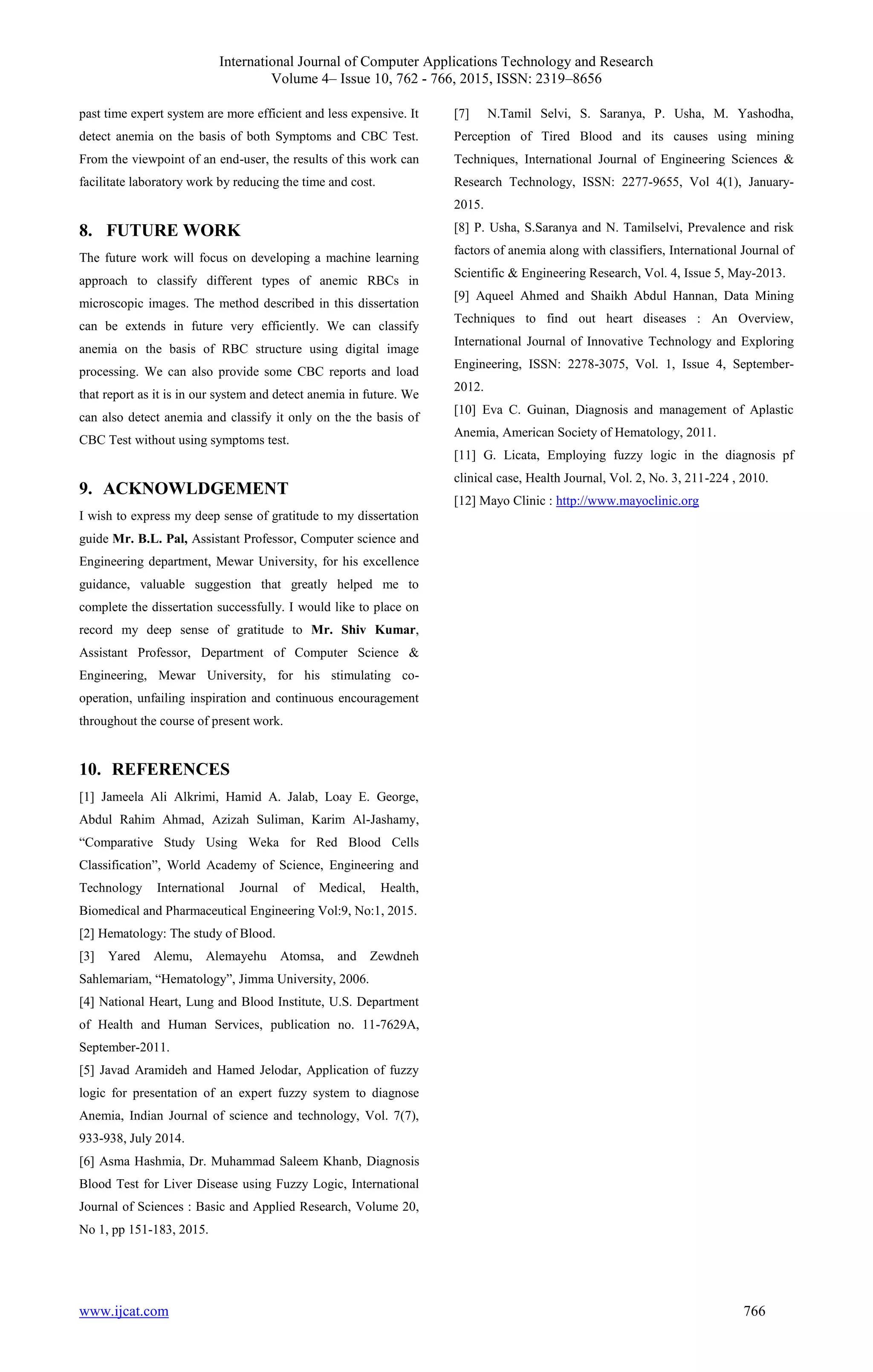 Detection of Anemia using Fuzzy Logic | PDF