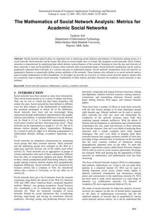 The Mathematics of Social Network Analysis: Metrics for Academic Social ...