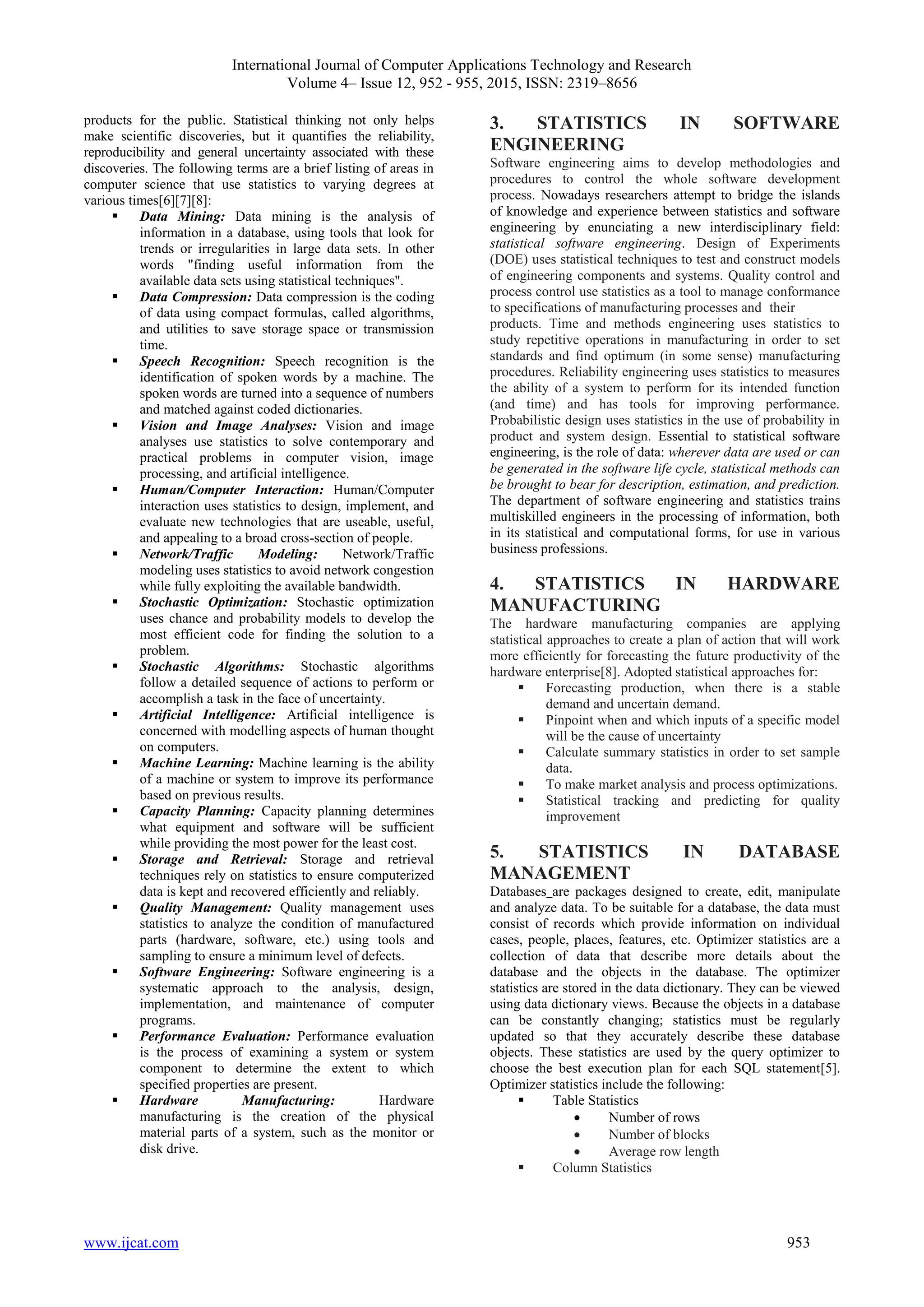 Significant Role of Statistics in Computational Sciences | PDF