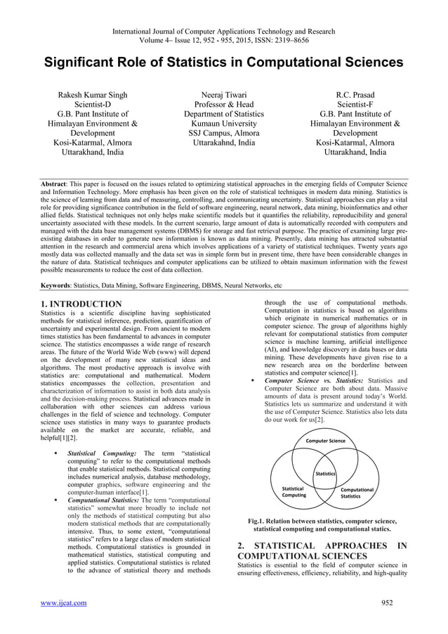 Significant Role of Statistics in Computational Sciences | PDF