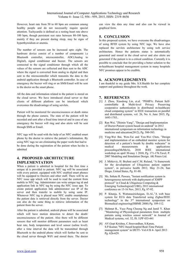 SPHMS : Smart Patient m-Healthcare Monitoring System with NFC and IOT | PDF