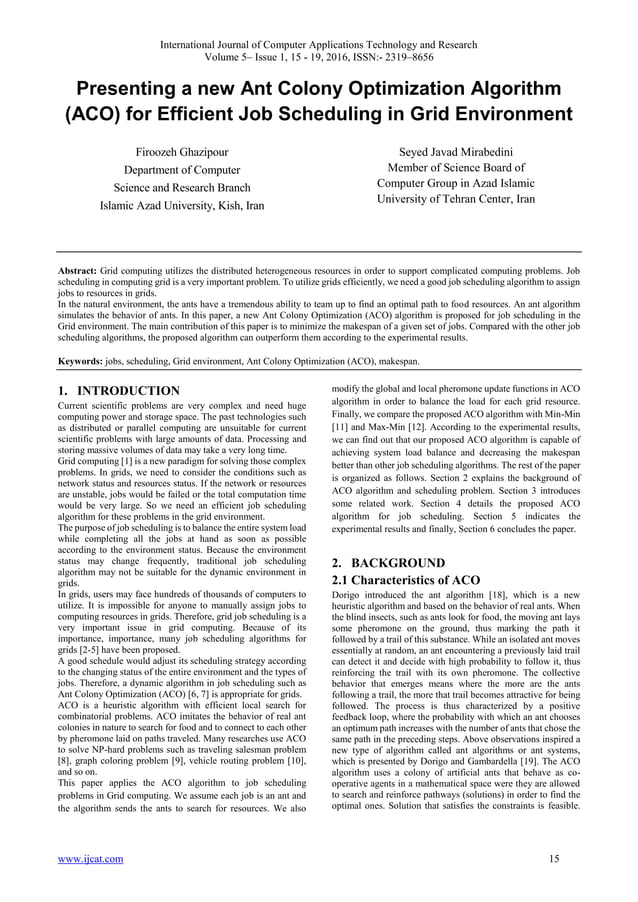 Presenting a new Ant Colony Optimization Algorithm (ACO) for Efficient Job Scheduling in Grid ...
