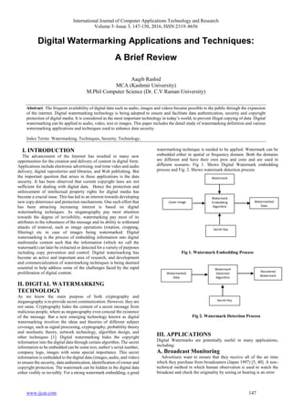 Digital Watermarking Applications and Techniques: A Brief Review | PDF